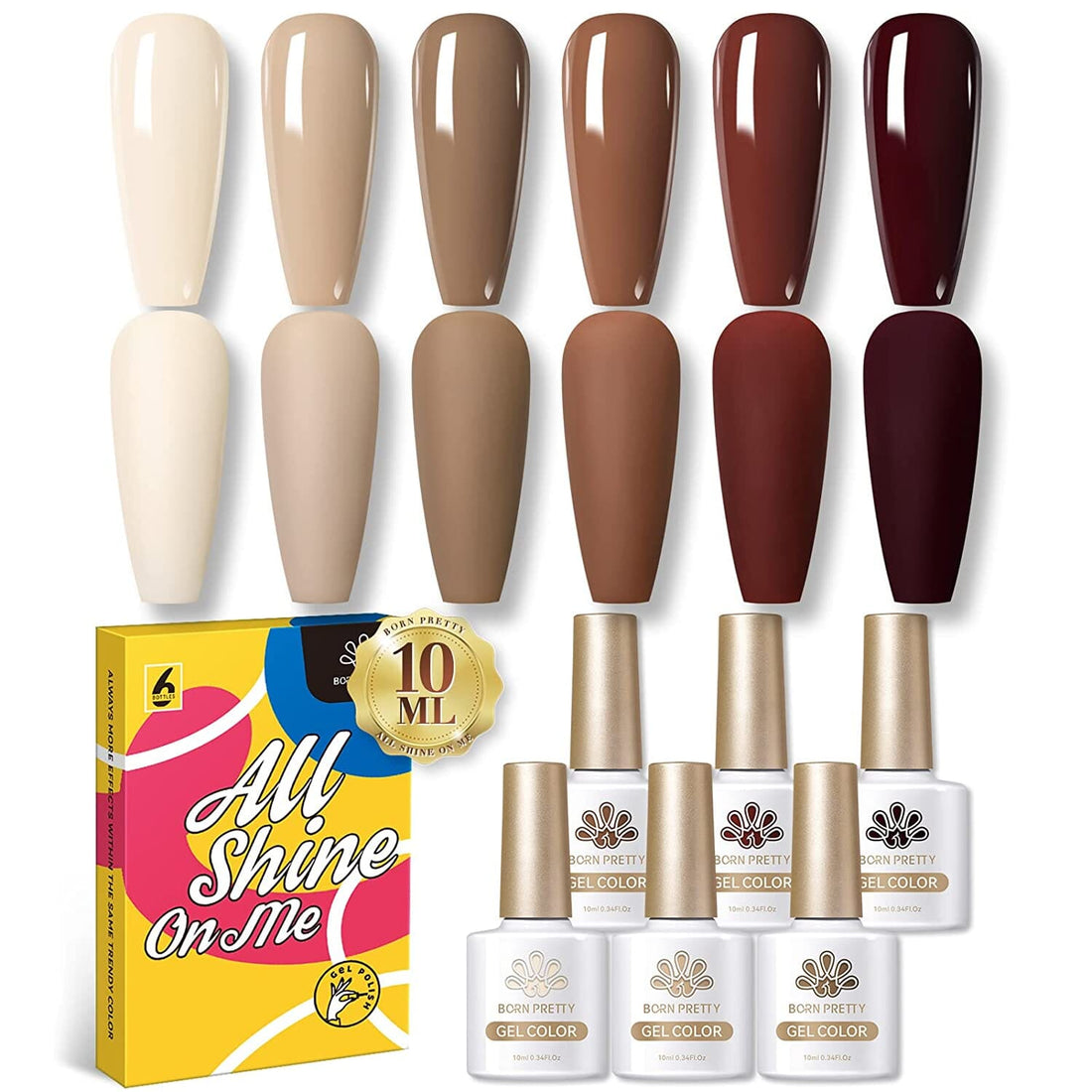 [US ONLY] 6 Colors Nude Brown Gel Polish Set – BORN PRETTY