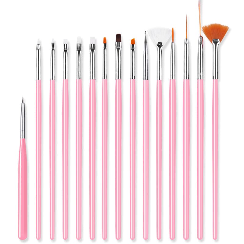 15pcs Set Pink Nail Brushes – BORN PRETTY