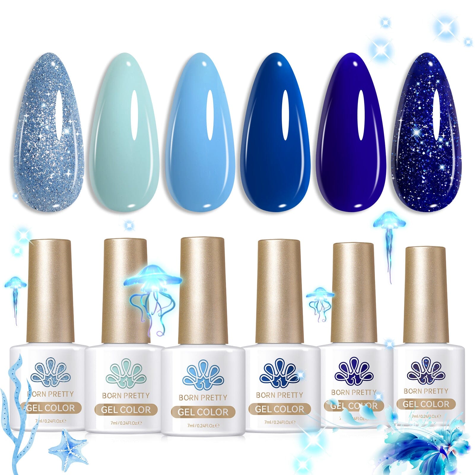 6 Colors Gel Polish Set S07 Blue Horizon 7ml – BORN PRETTY