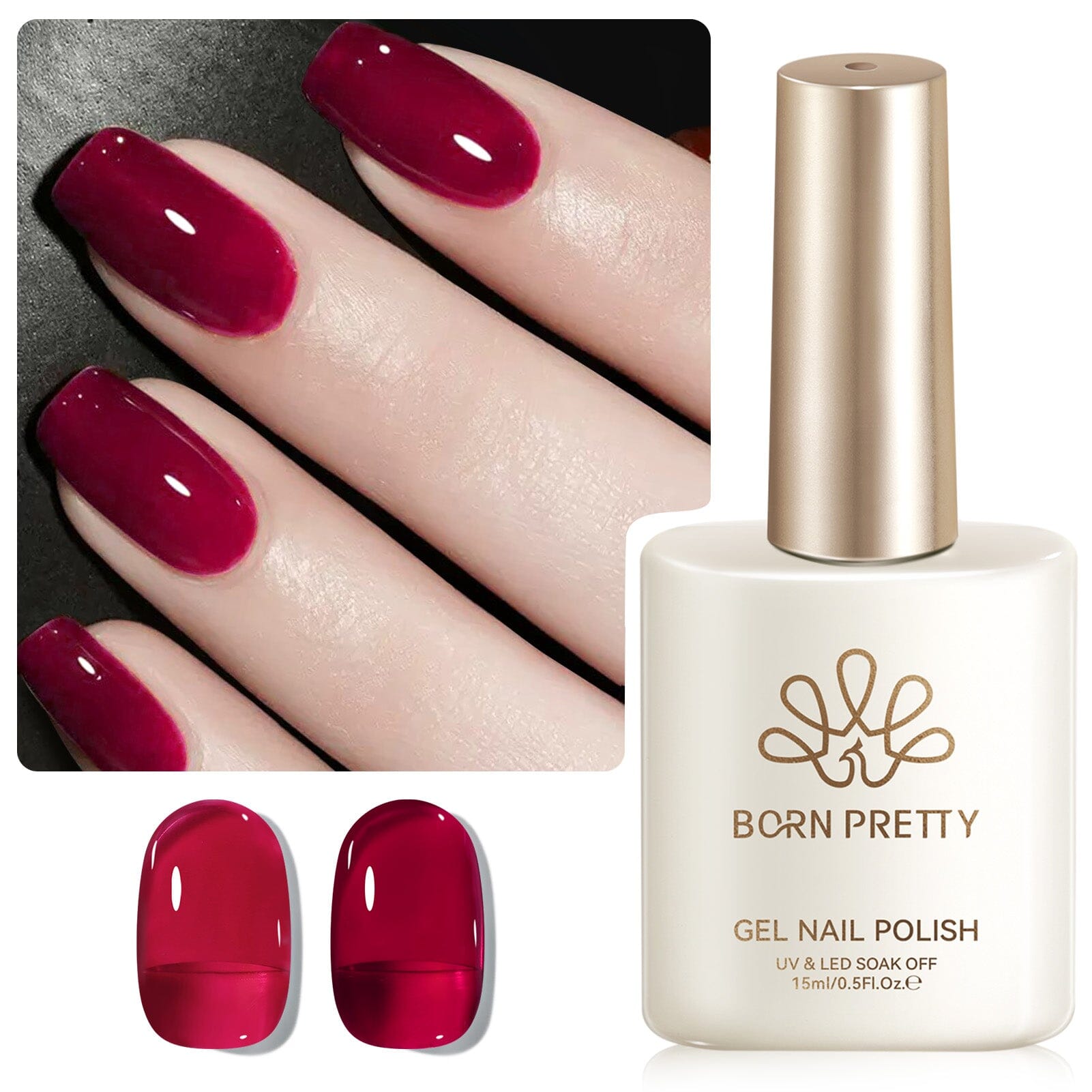 Jelly Gel Polish TS25 Crimson Glow 15ml HEMA/TPO FREE – BORN PRETTY
