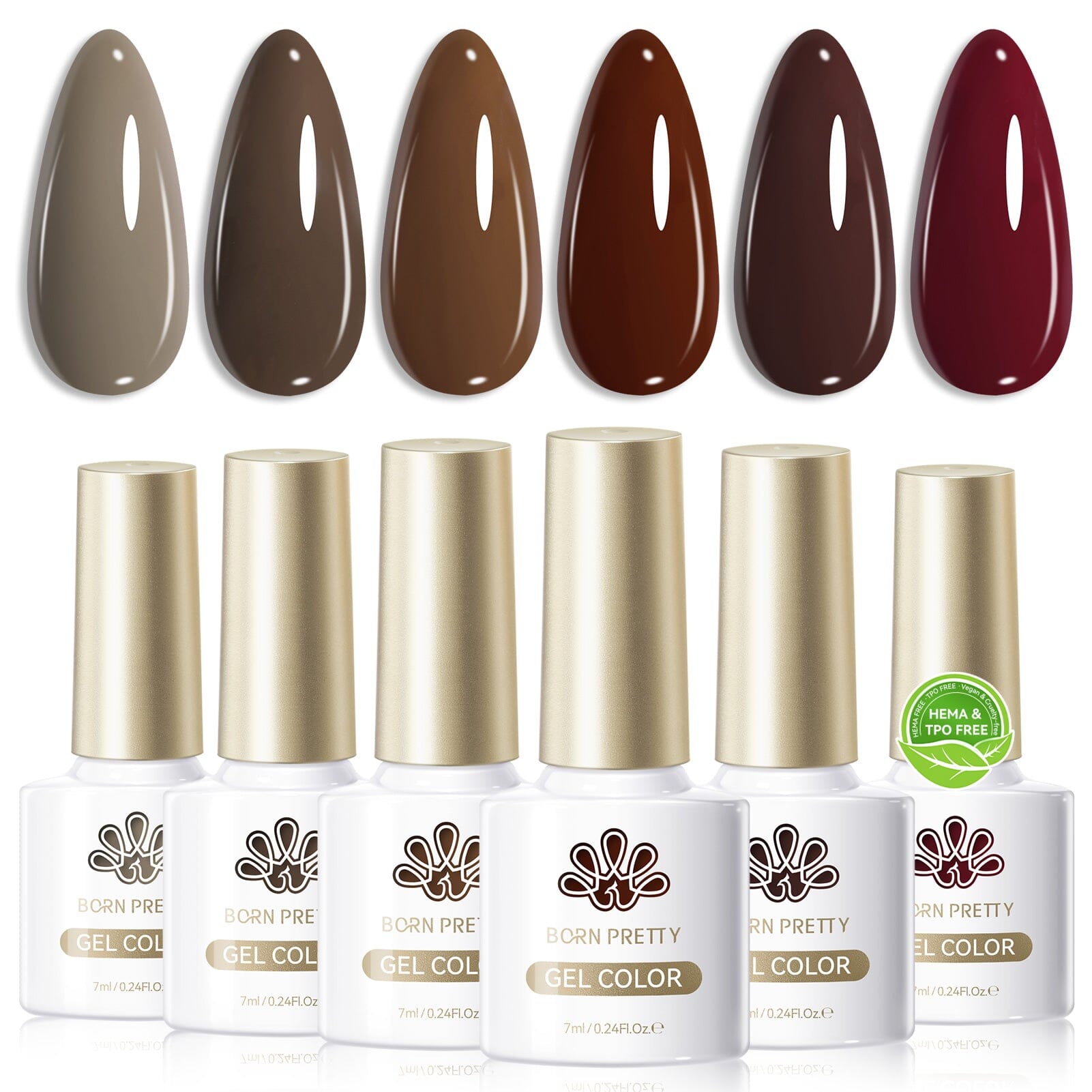 6 Colors Gel Polish Set S22 Cinnamon Coco 7ml HEMA/TPO FREE – BORN PRETTY