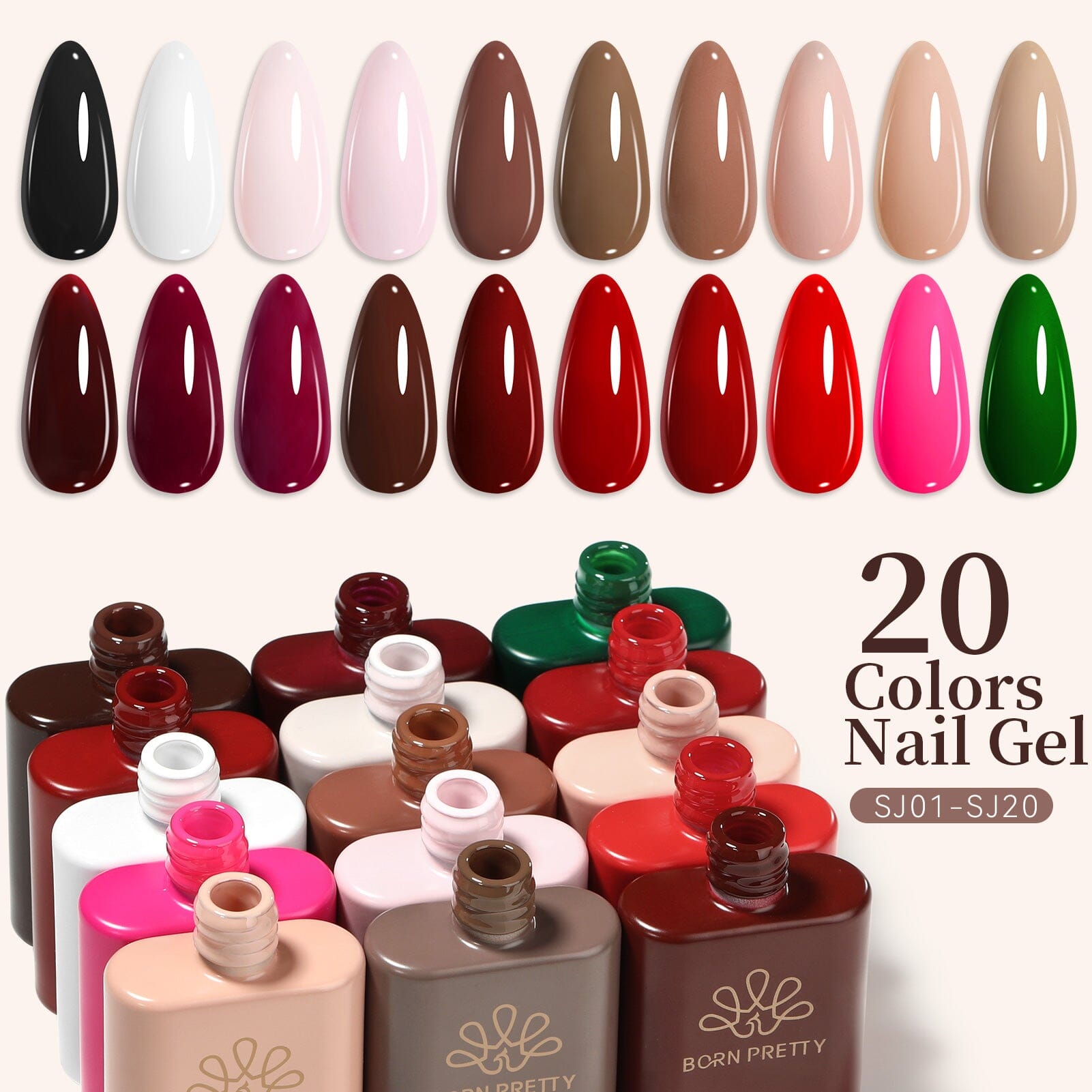 20 Colors Nail Gel 15ml HEMA/TPO FREE – BORN PRETTY