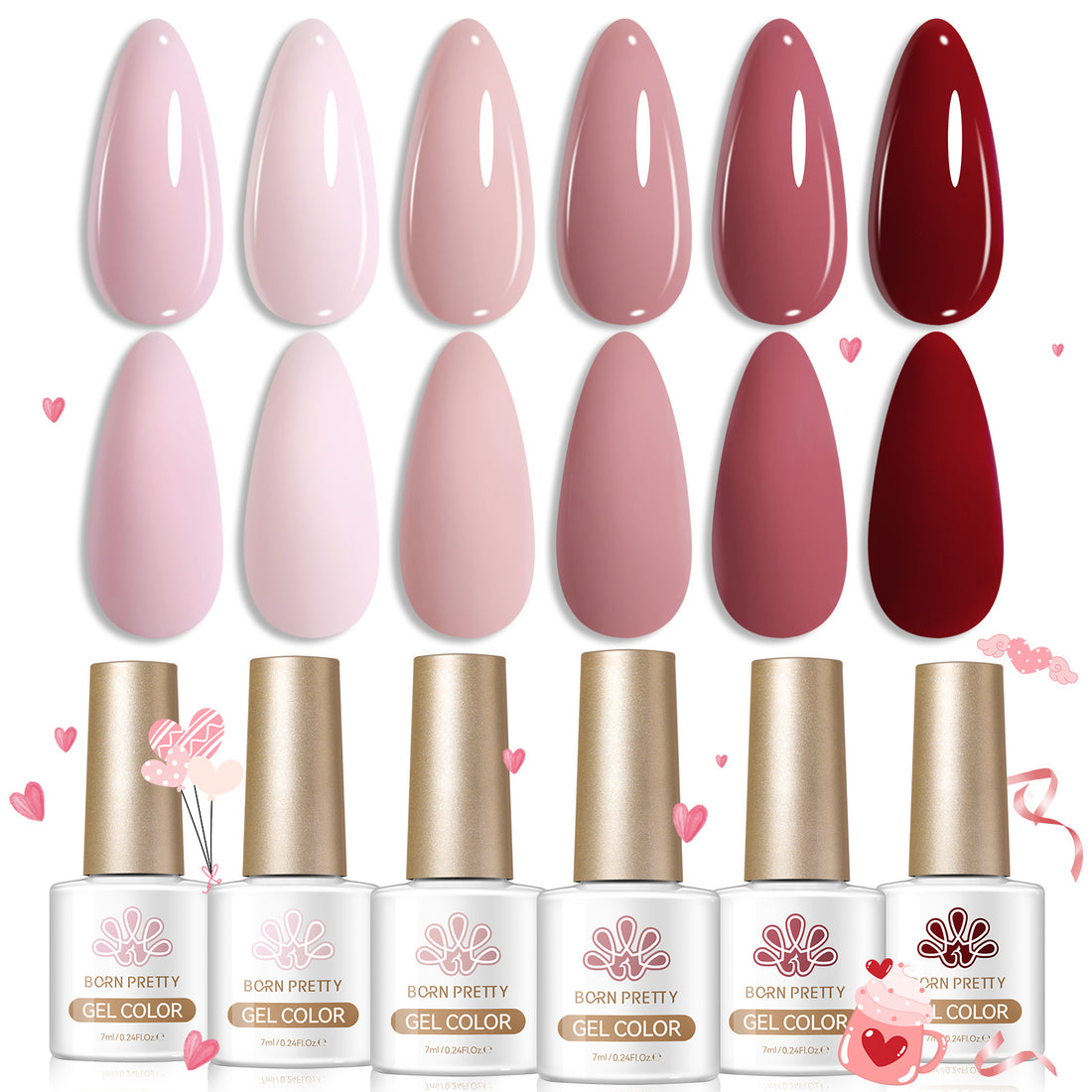 6 Colors Gel Set S49 Not Sweet 7ml HEMA/TPO FREE – BORN PRETTY